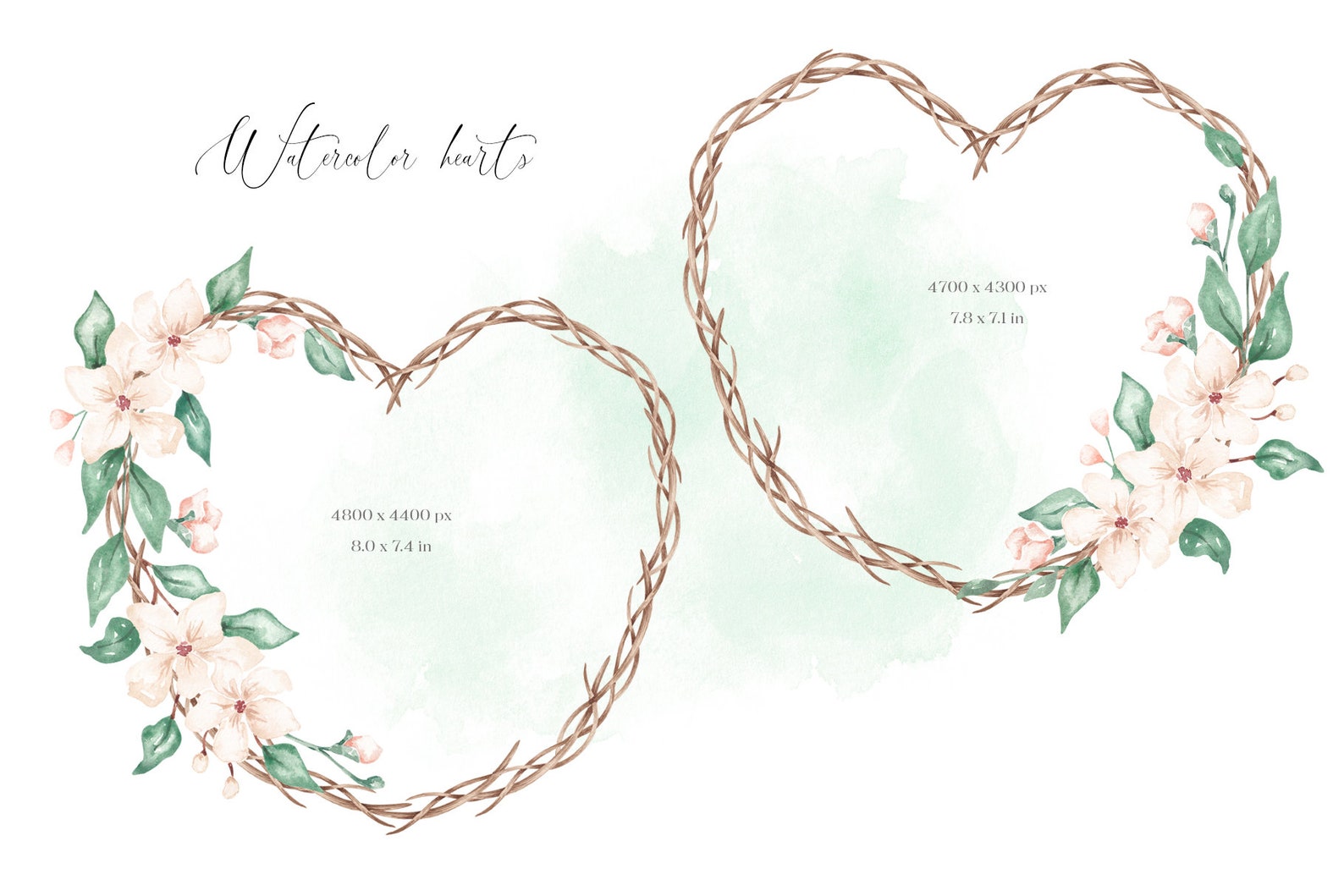 Wedding Floral Heart Wreath Clipart Png. Watercolor Wedding Card Invite ...