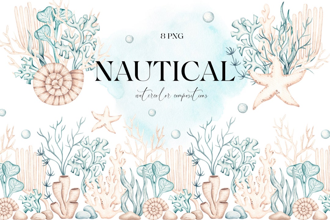 Underwater Plants Printable Clip Art. Nautical Composition Png. Coral ...