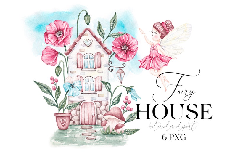 Watercolor Fairy House Png Clipart. Magic Fairy Tale Clip Art. Fantasy ...