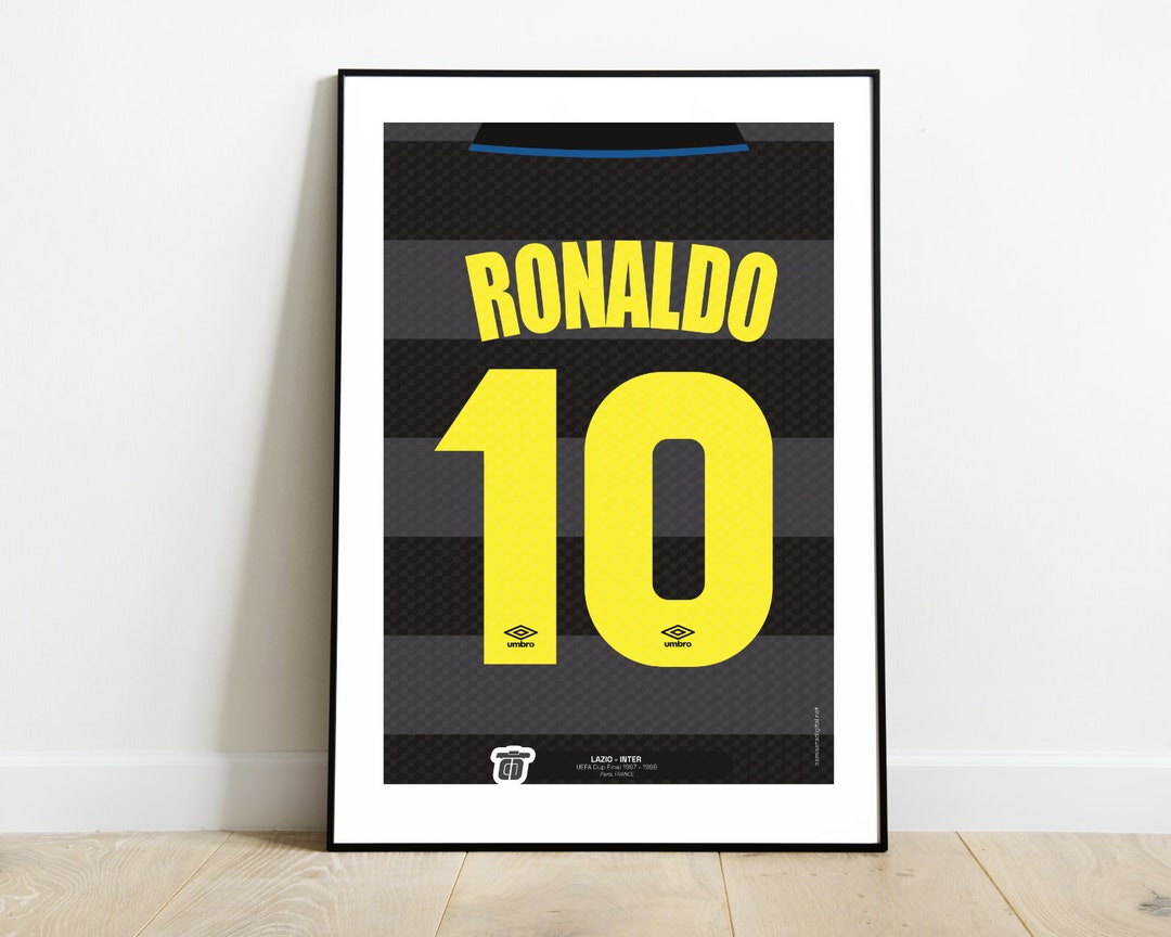 Poster Shirt / Shirt Luiz Nazario Ronaldo R9 Inter 1997/98 UEFA Final ...