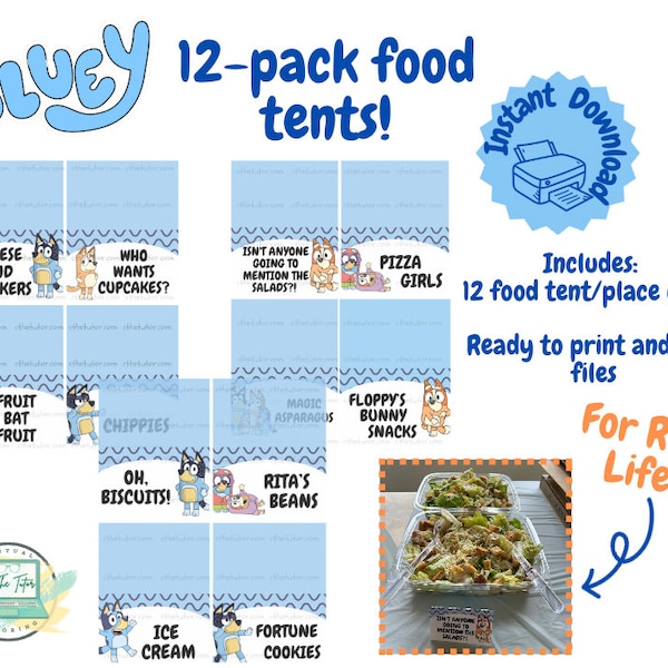 Bluey Birthday Food Table Signs - Etsy