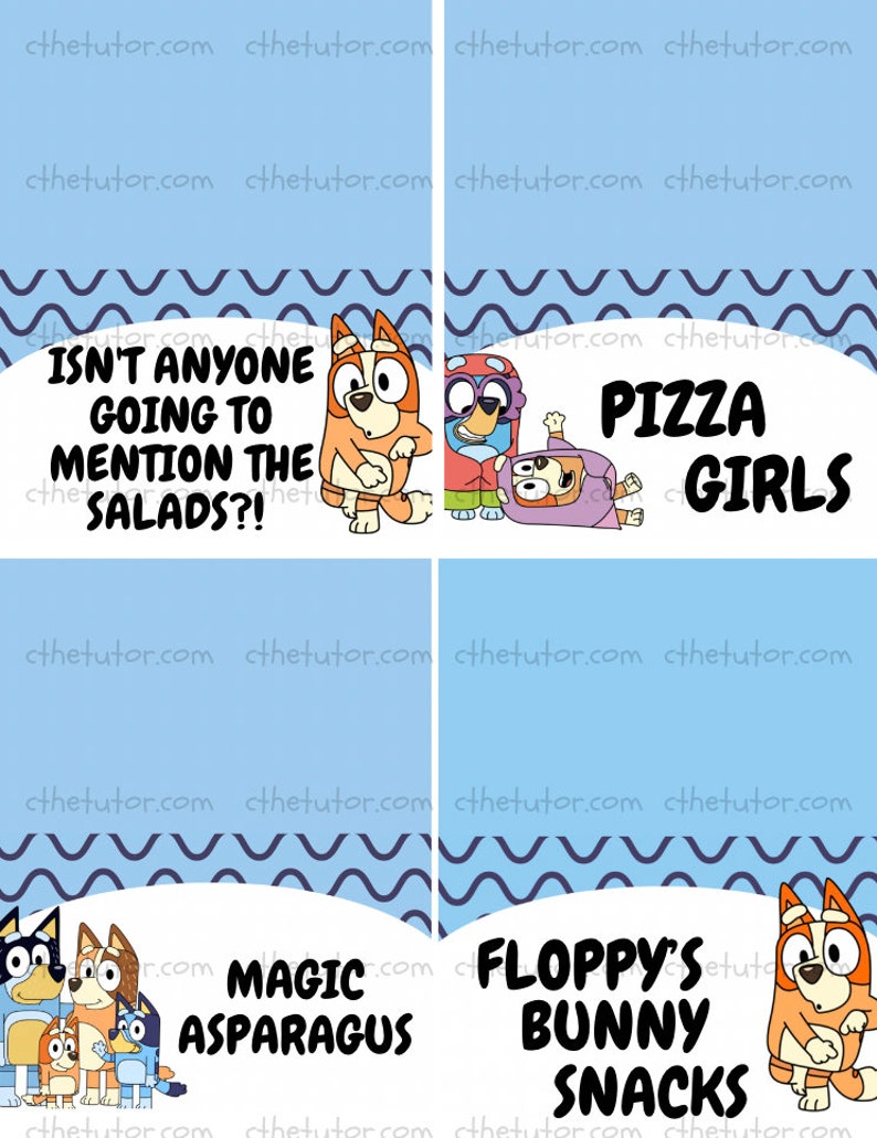 Bluey Birthday Party Food Tents - Etsy