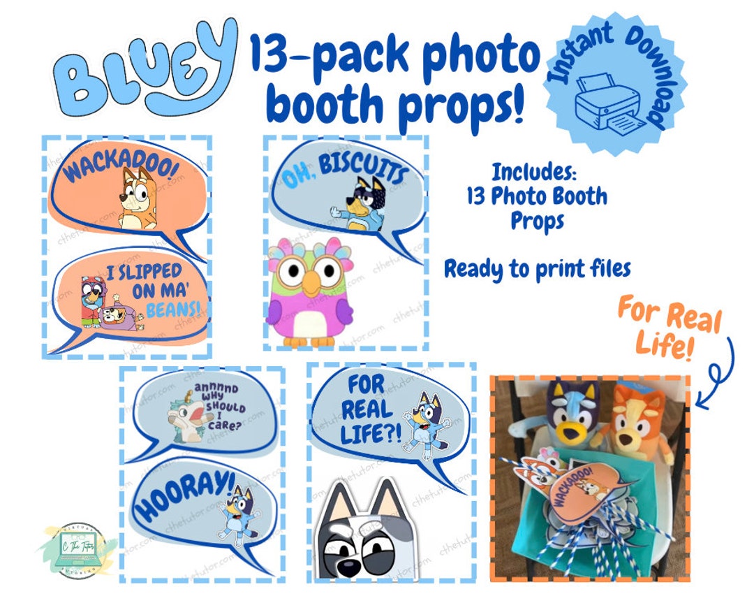 Bluey Photo Booth Props - Etsy