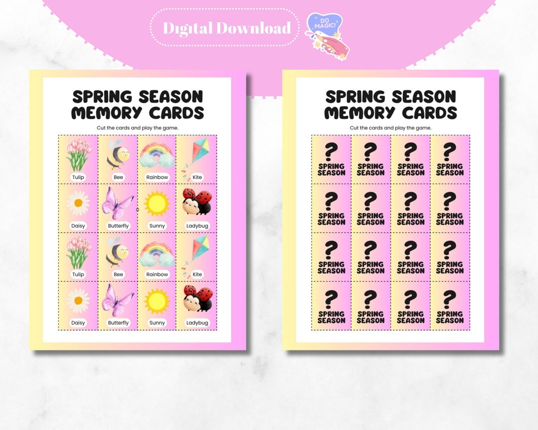 Printable Memory Game for Kids Matching Cards, Memory Cards, Memory ...