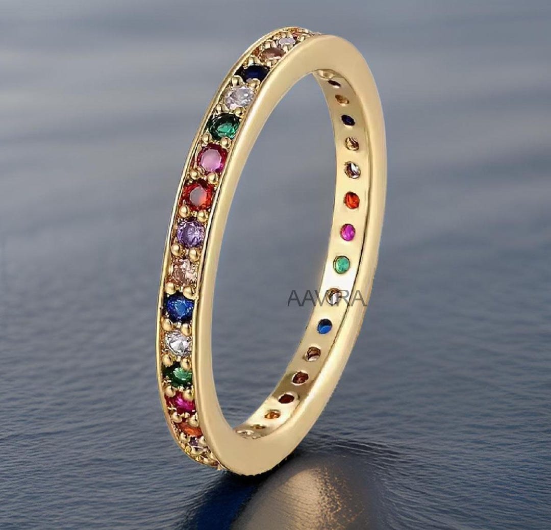 Multi Gemstone Band, Multi Gemstone Ring, Multicolor Ring for Women ...