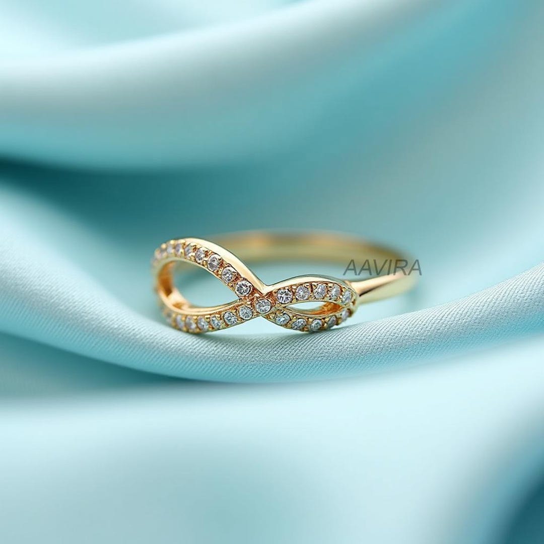 Dainty Gold Infinity Ring: Pave Diamond Love Knot, Eternity Symbol - Etsy
