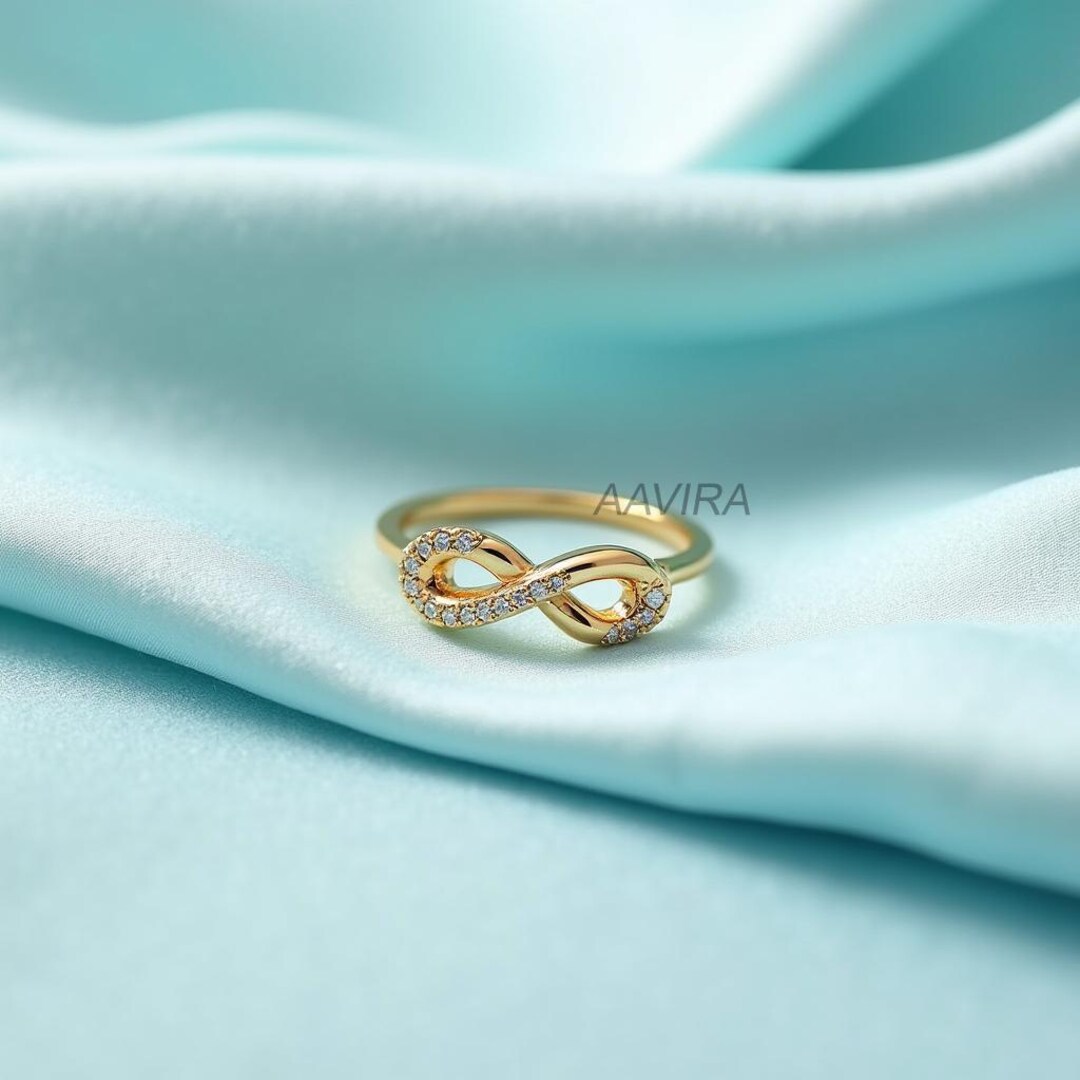 Sparkling Gold Infinity Ring | Full Pave Diamond Simulant Eternity Ring ...