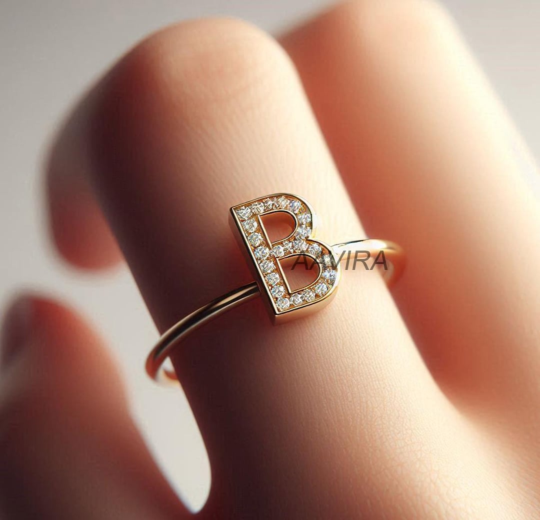 Monogram Ring, B Letter Ring, Initial Letter B Ring, Personalized ...