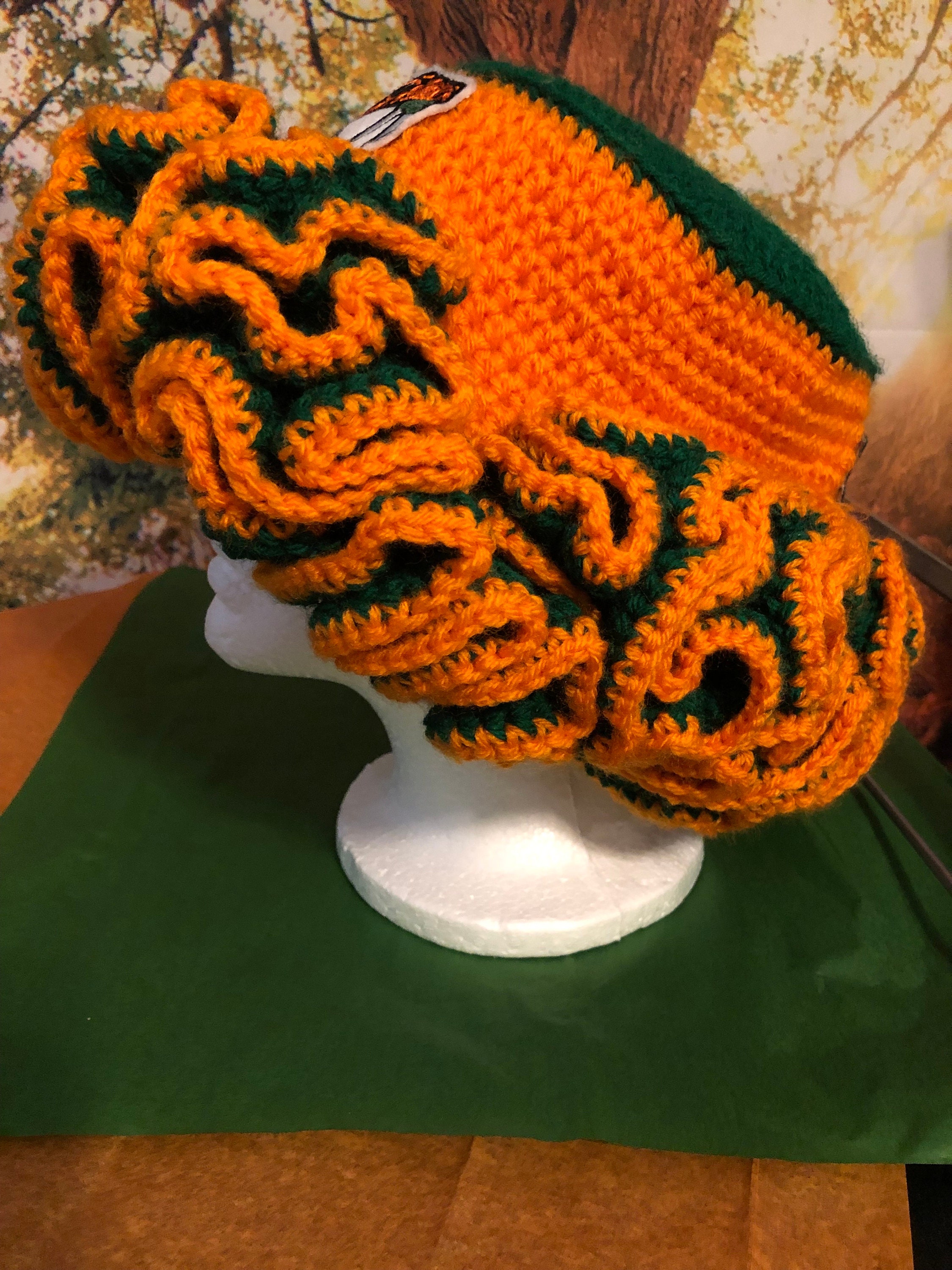 Collegiate Custom Crochet Ruffle Hat - Etsy