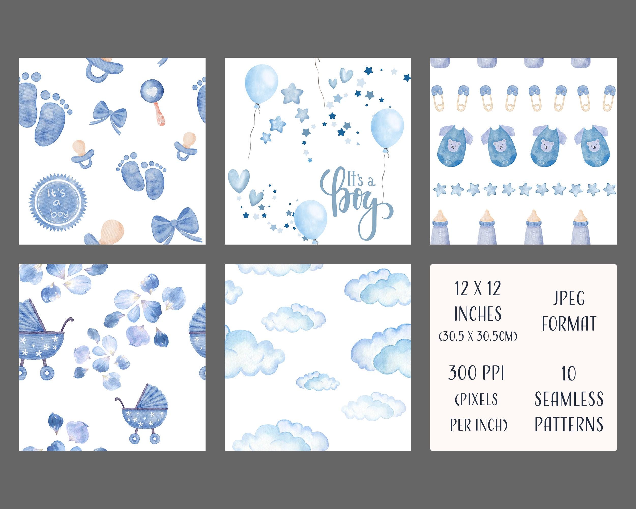 It's a Boy Seamless Patterns, Printable Digital Paper, Commercial Use ...