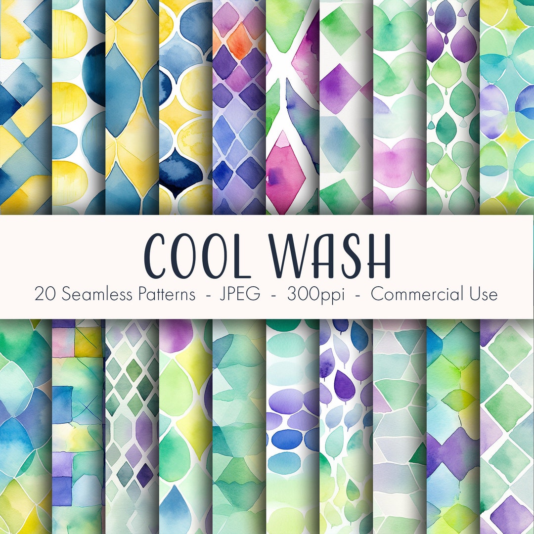 Cool Wash Seamless Patterns, Printable Digital Paper, Commercial Use ...