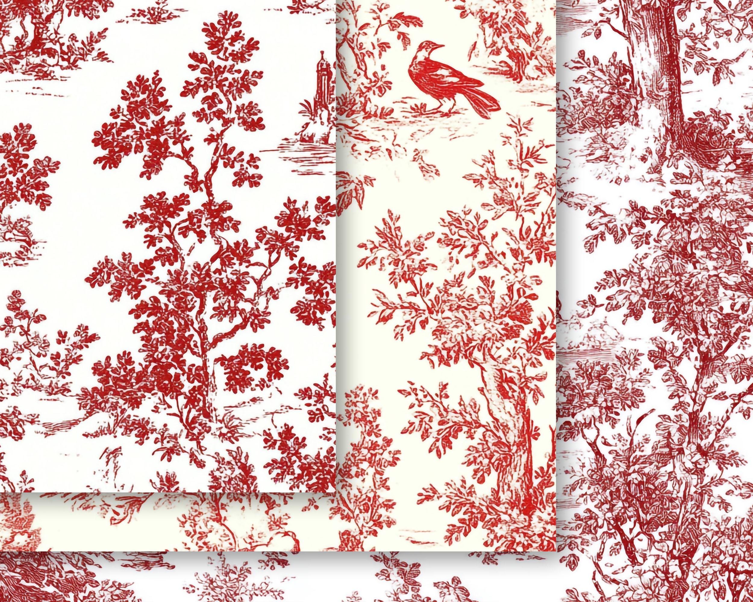 Toile De Jouy Red Seamless Patterns, Printable Digital Paper ...