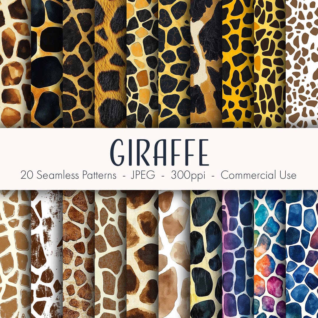 Giraffe Seamless Patterns, Printable Digital Paper, Commercial Use ...