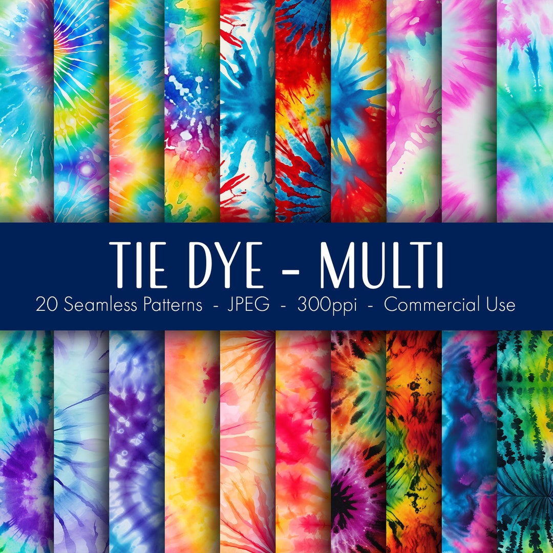 Tie Dye Multi Seamless Patterns, Printable Digital Paper, Commercial ...