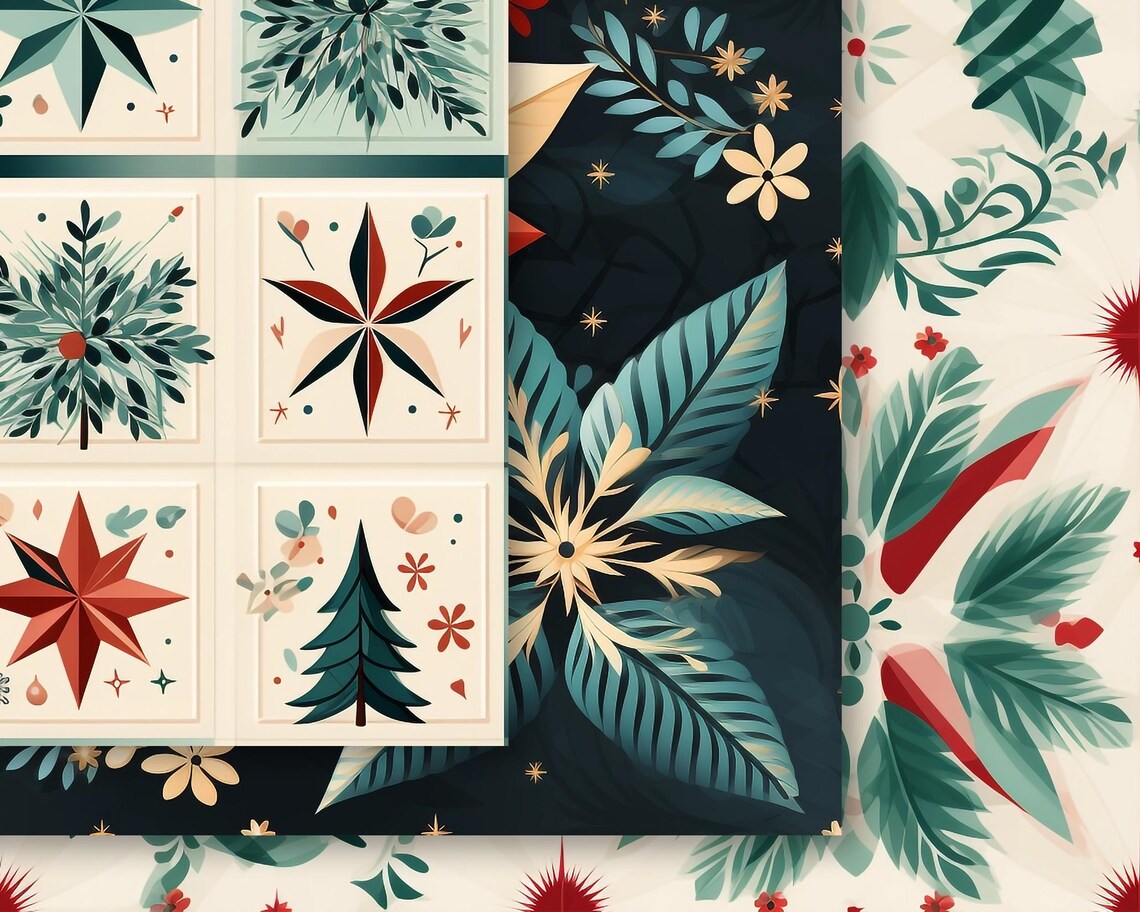Christmas Quilts Seamless Patterns, Printable Digital Paper, Commercial ...