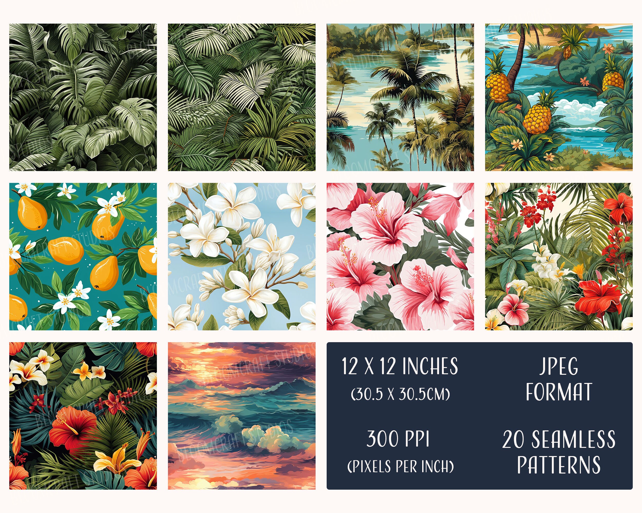 The Philippines Seamless Patterns, Printable Digital Paper, Commercial Use, JPEG Format, Instant ...