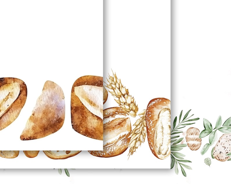 Bread Seamless Borders, Printable Digital Paper, Commercial Use, JPEG ...