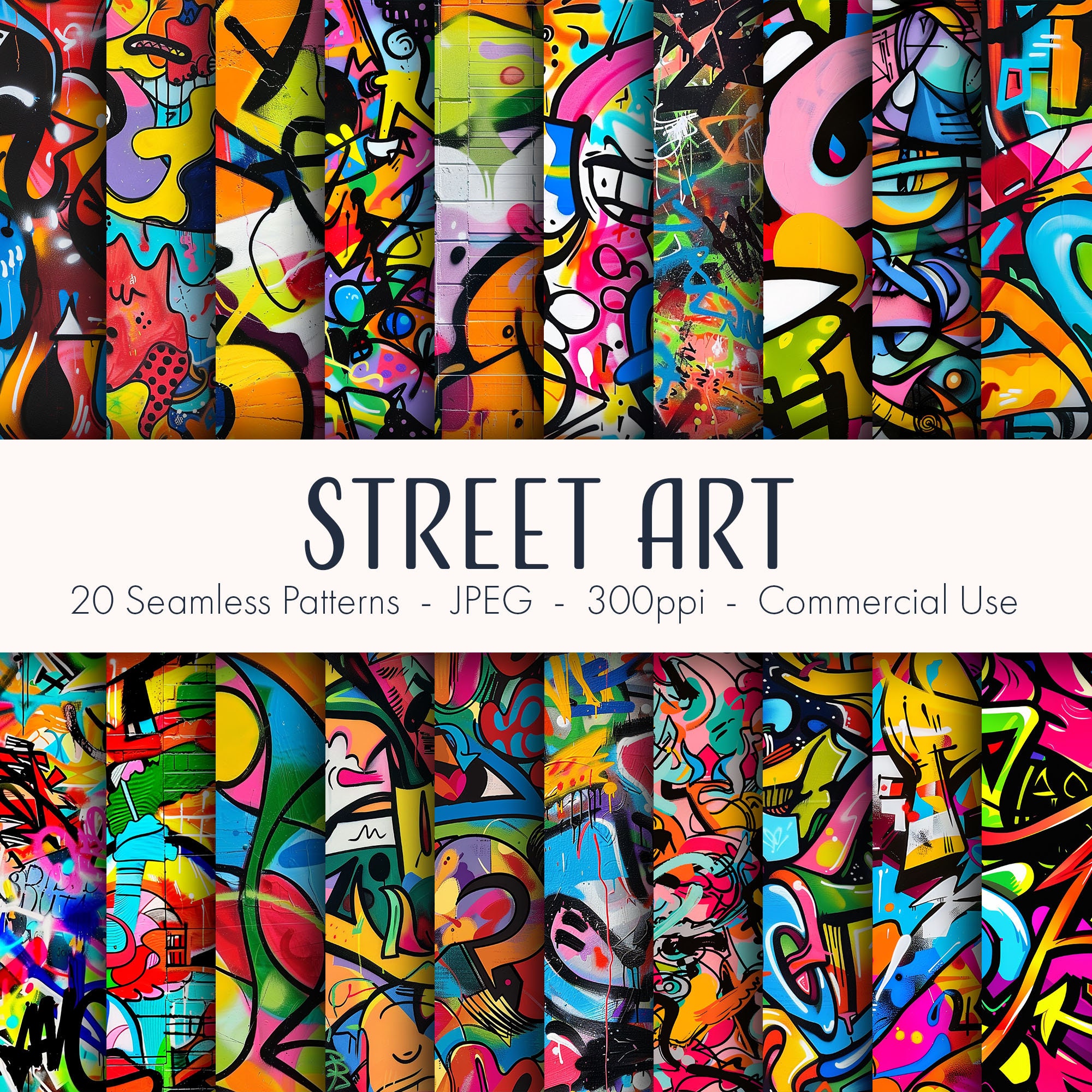 Street Art Seamless Patterns, Printable Digital Paper, Commercial Use ...