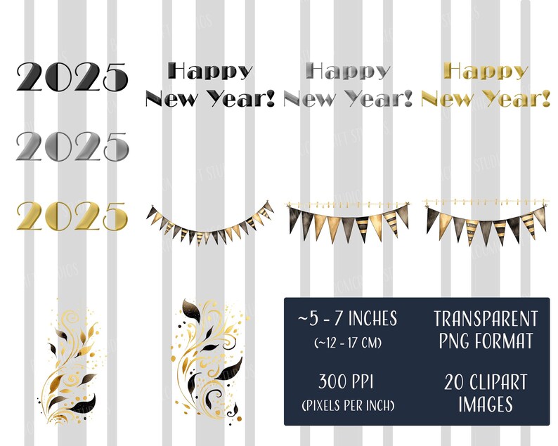New Year's Eve Clipart - Transparent Background, Instant Download, PNG ...