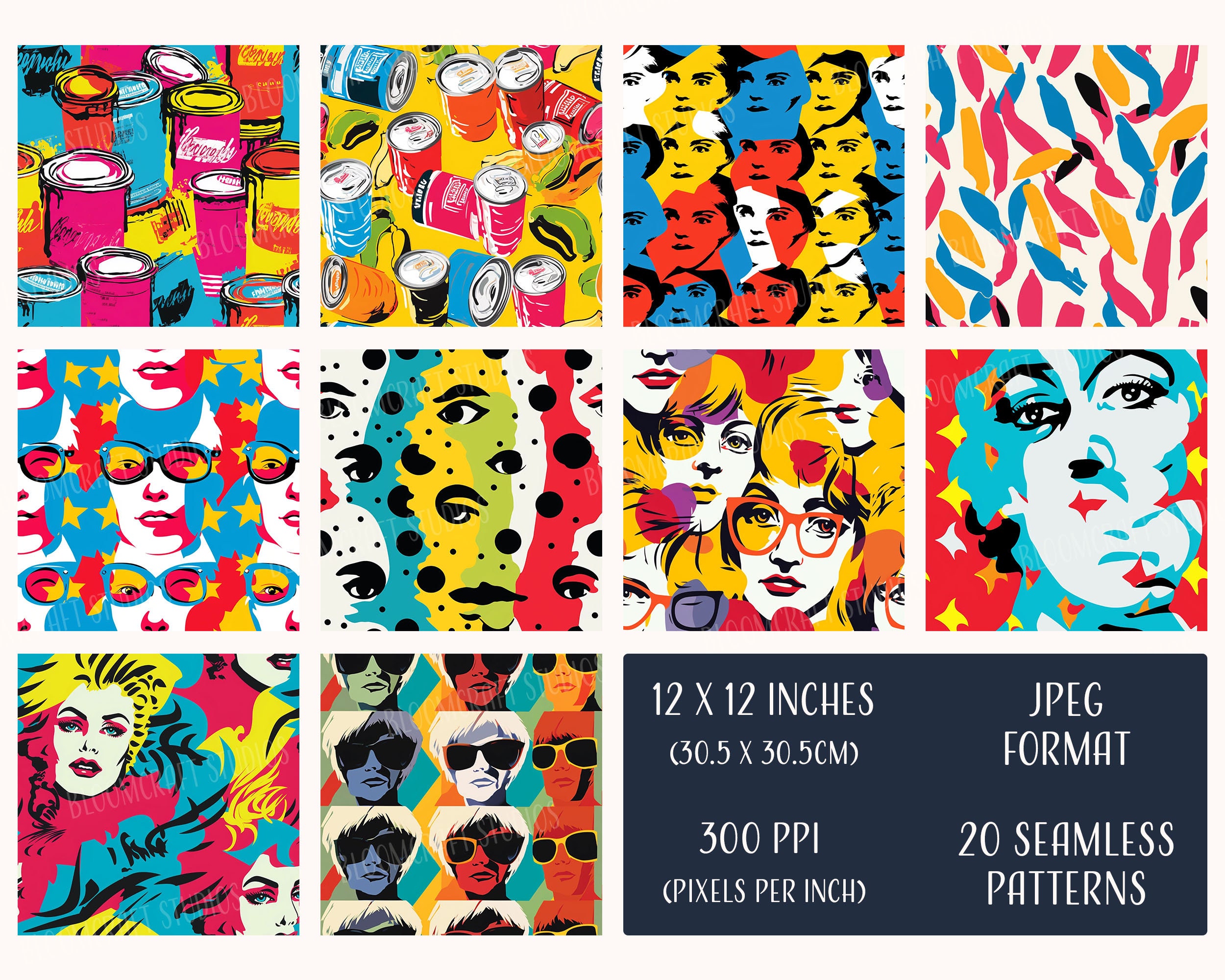Warhol Seamless Patterns Printable Digital Paper for Commercial Use - Etsy