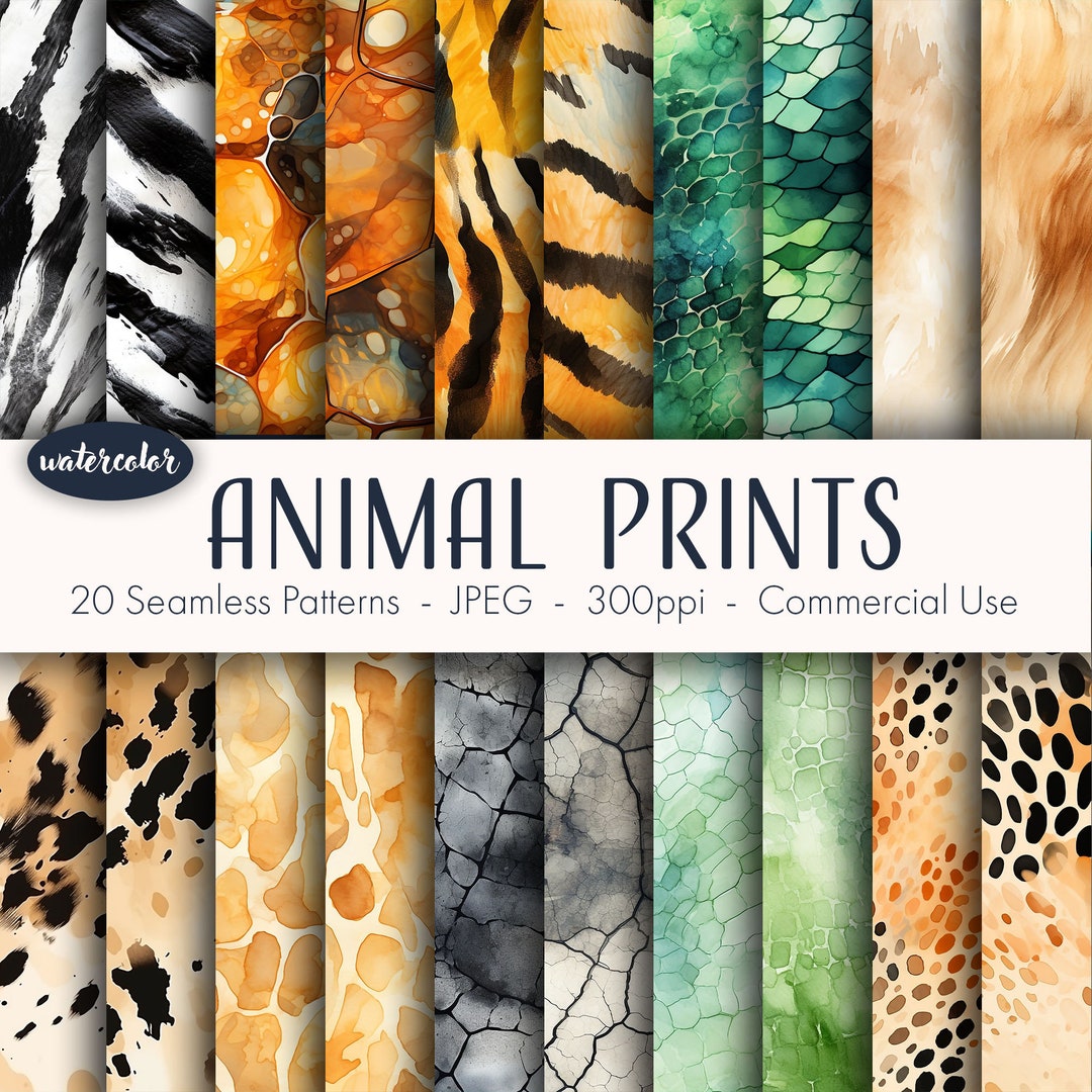 Animal Print Seamless Patterns, Printable Digital Paper, Instant ...