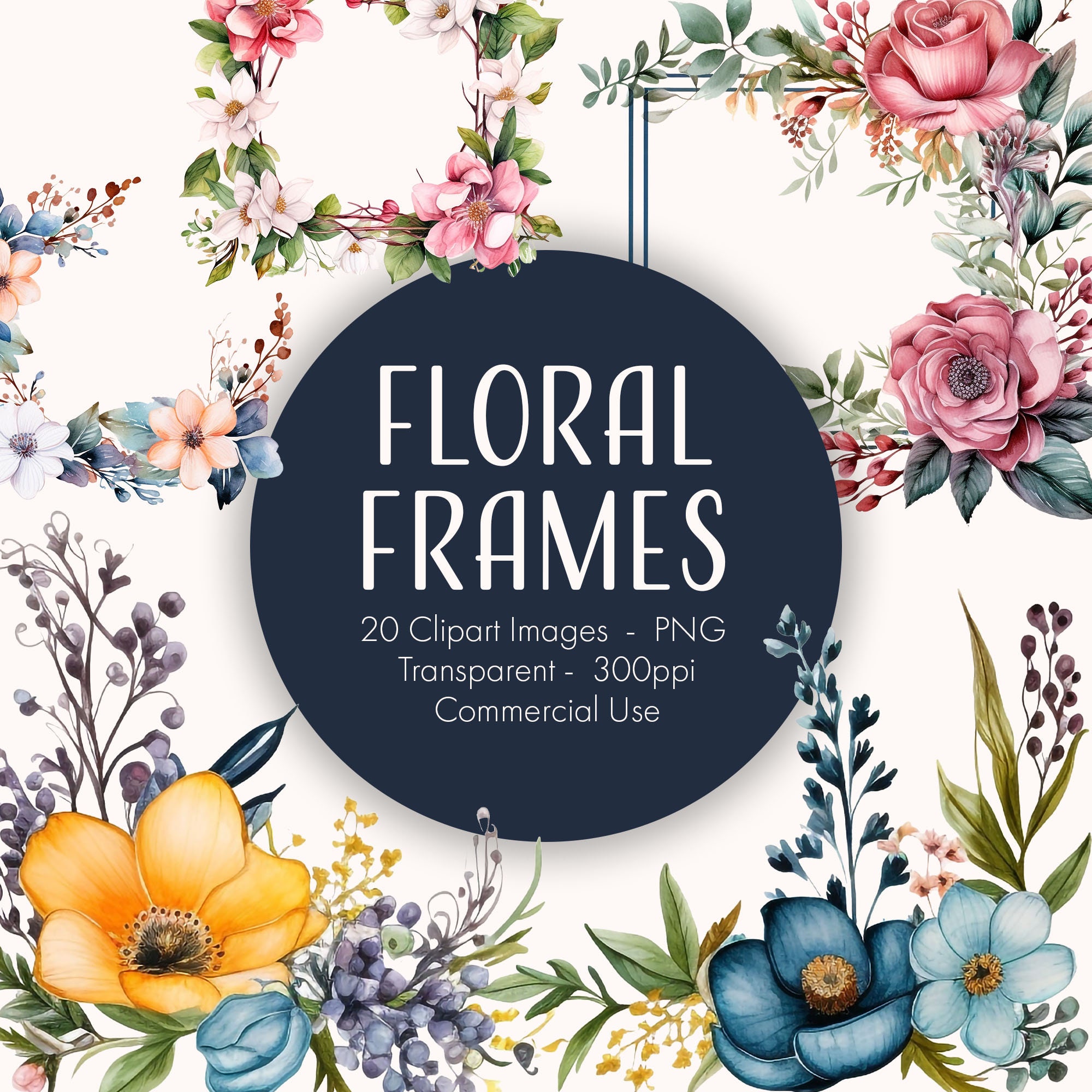 Floral Frames Clipart - Printable Images, Transparent Background ...