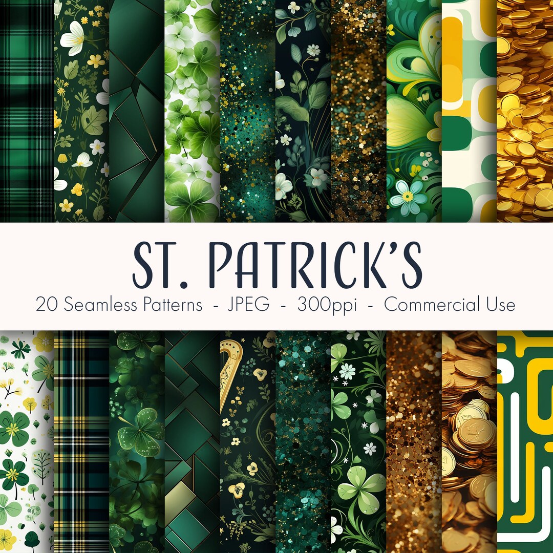 St. Patrick's Seamless Patterns, Printable Digital Paper, Commercial ...