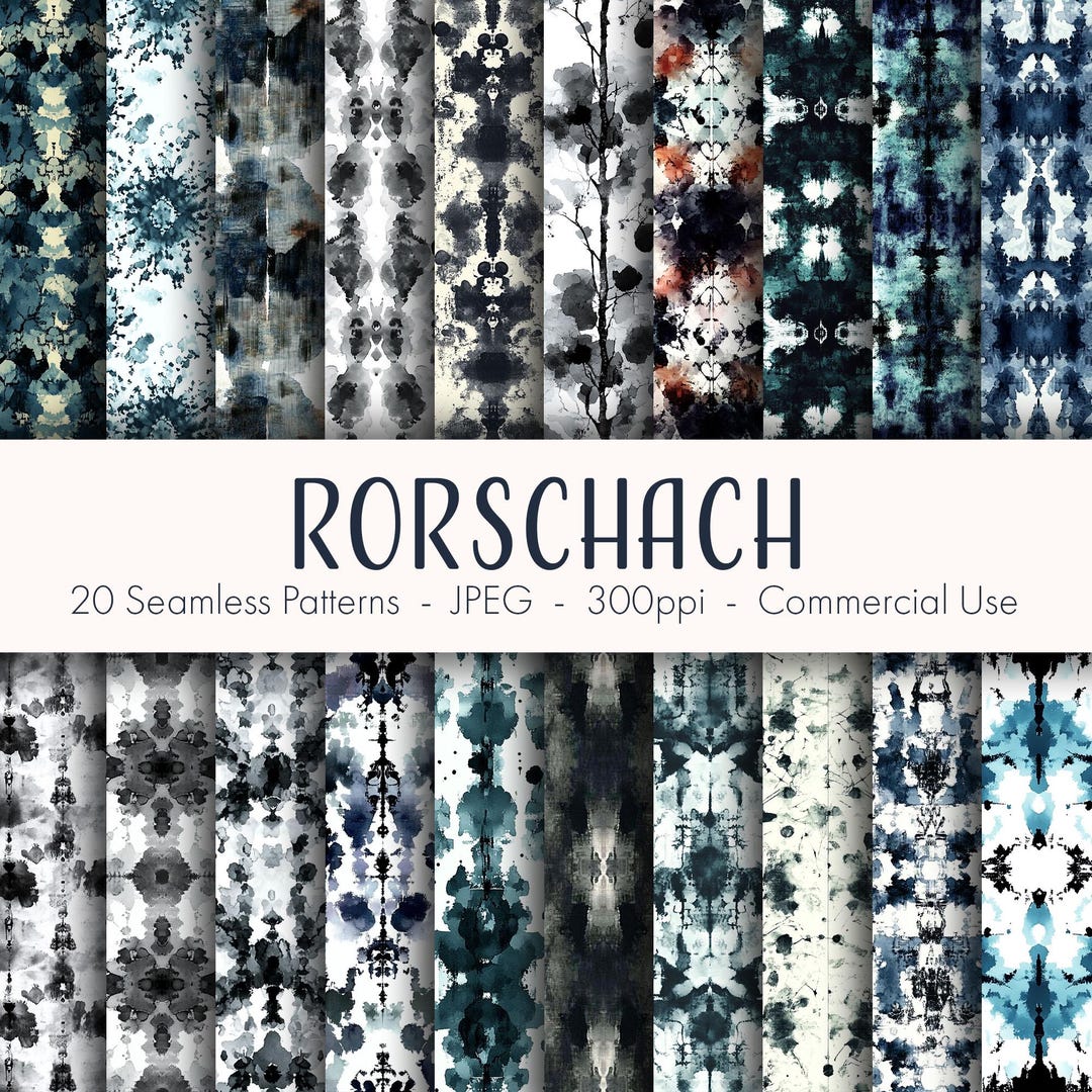 Rorschach Seamless Patterns, Printable Digital Paper, Commercial Use ...