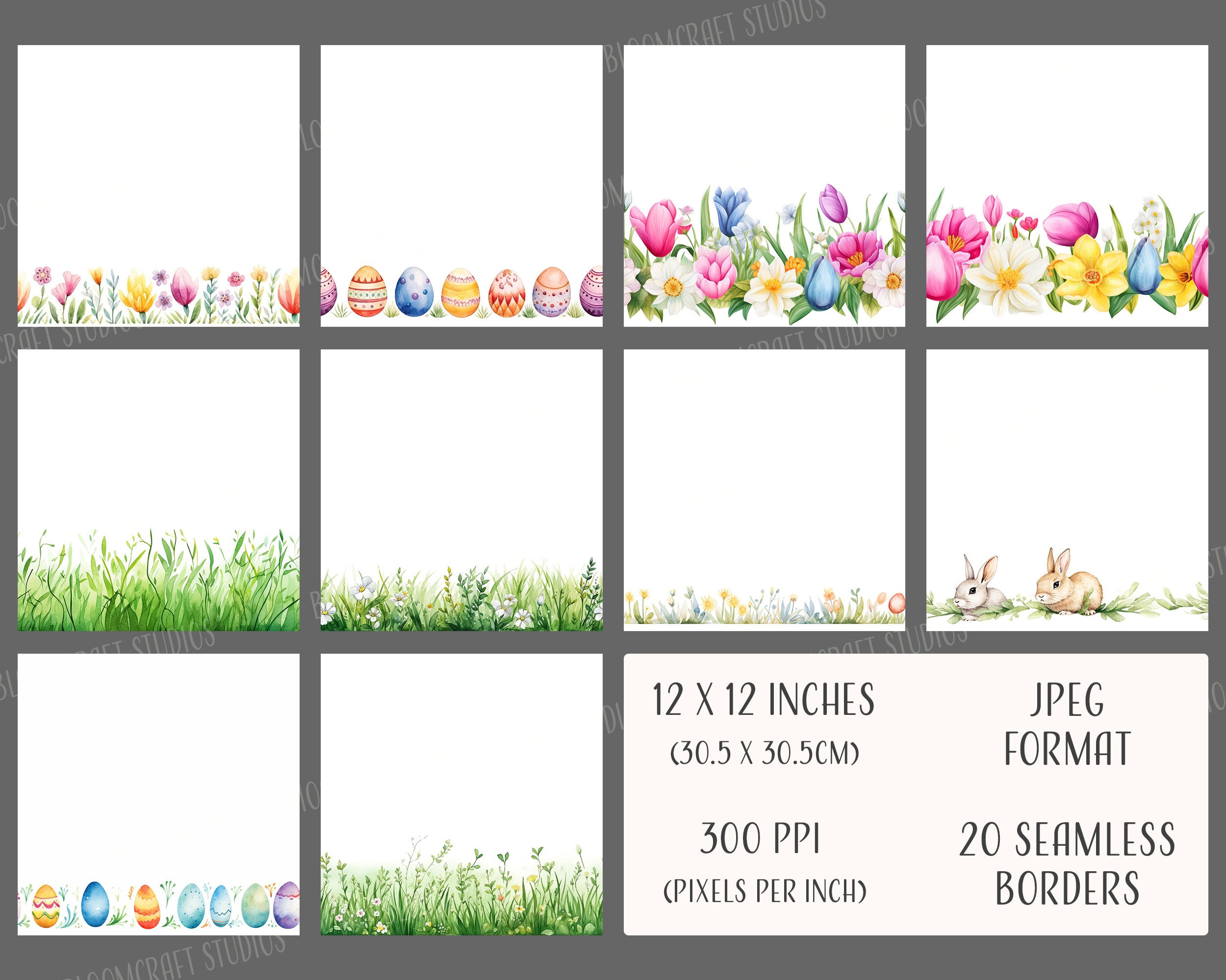 Easter Seamless Borders, Printable Digital Paper, Commercial Use, JPEG ...