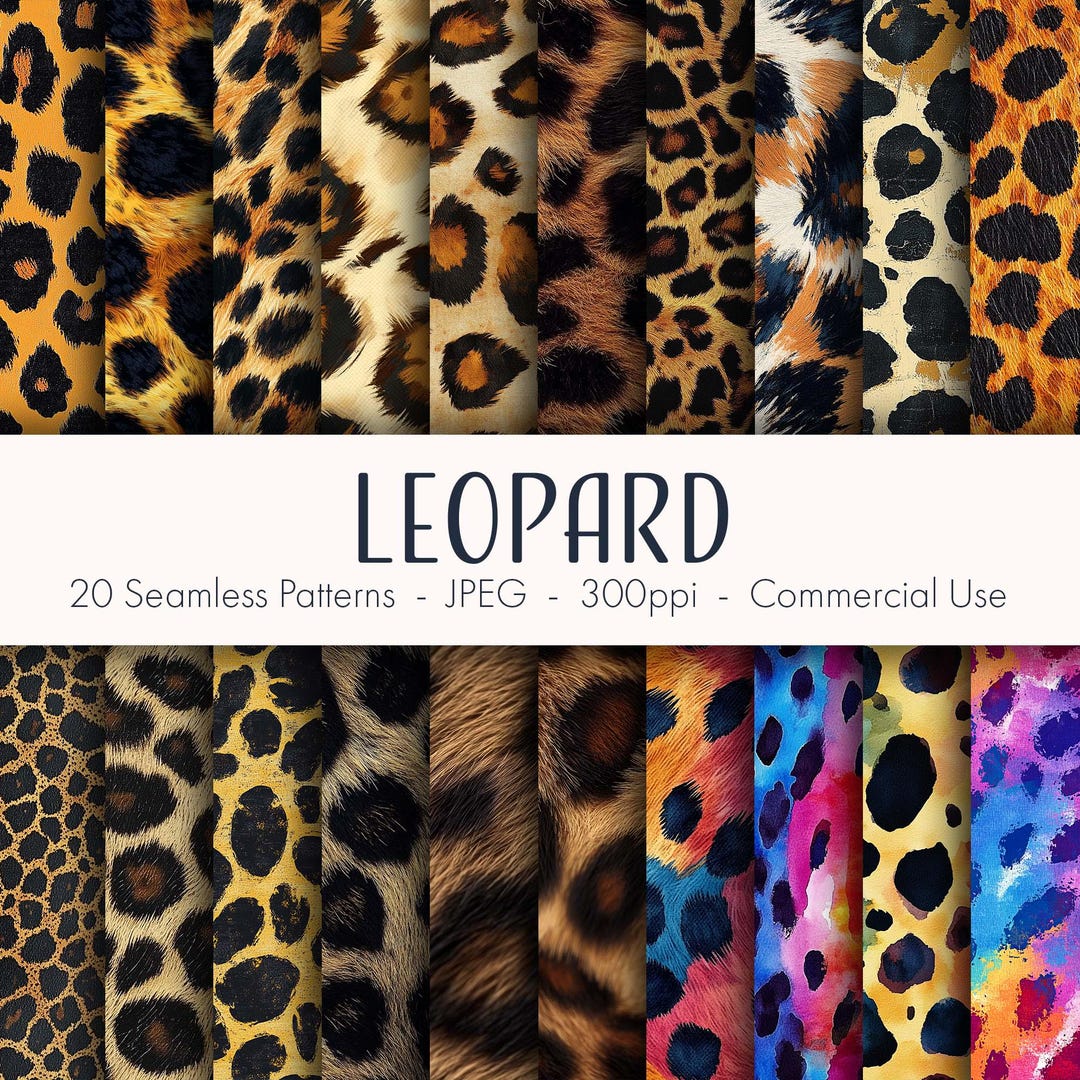 Leopard Seamless Patterns, Printable Digital Paper, Commercial Use, JPEG Format, Instant ...