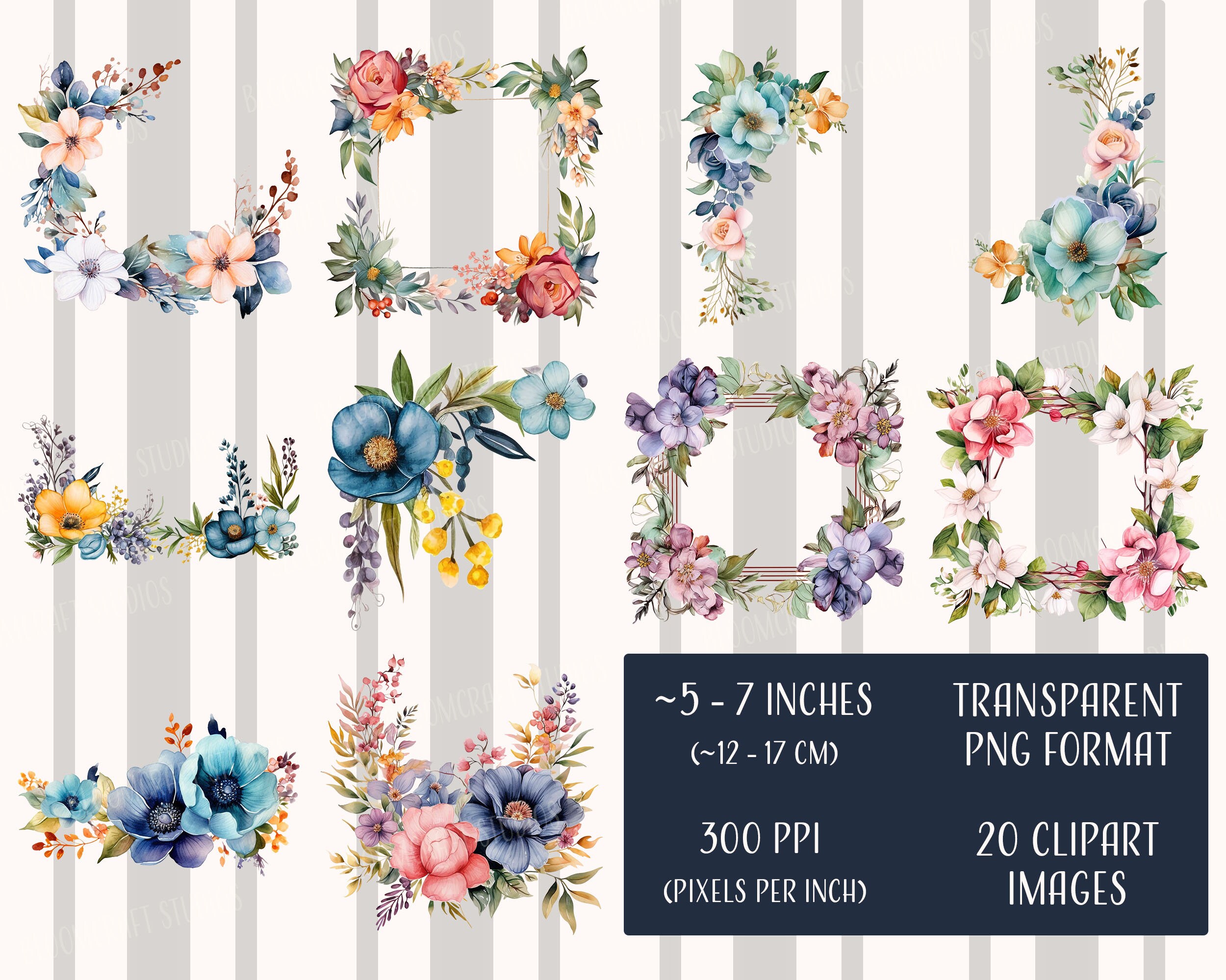 Floral Frames Clipart - Printable Images, Transparent Background ...
