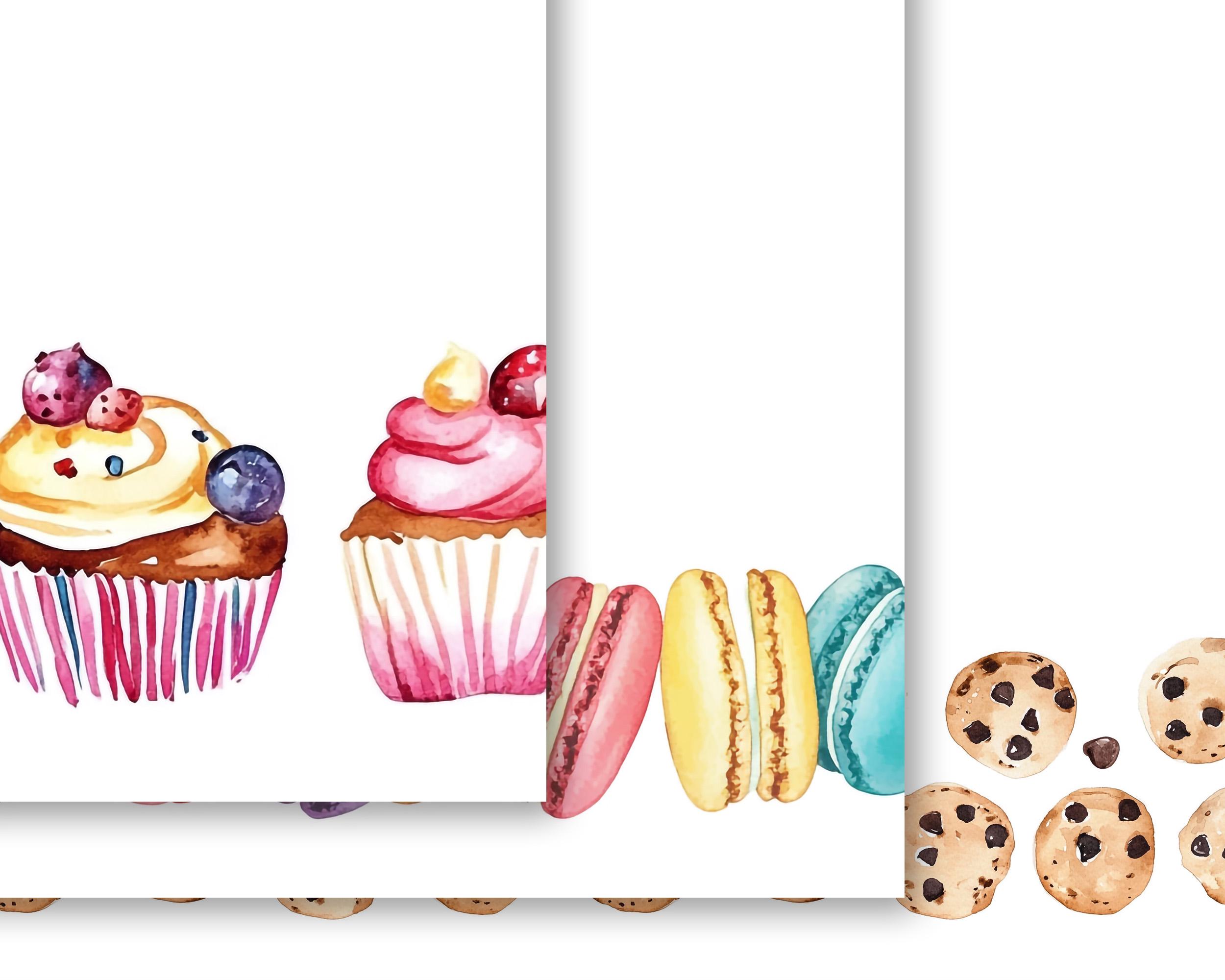 Baking Seamless Borders, Printable Digital Paper, Commercial Use, JPEG ...