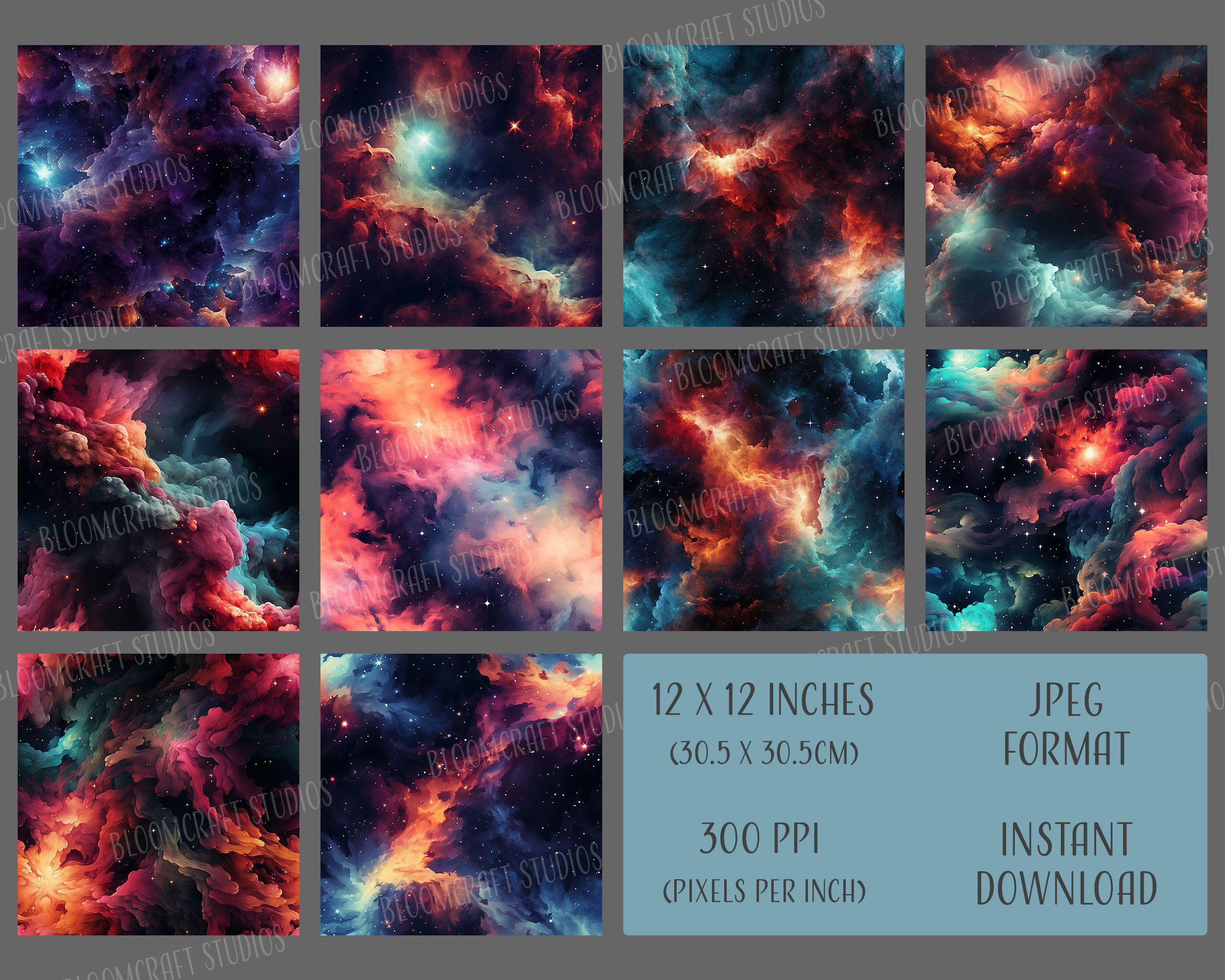 Nebula Seamless Patterns, Printable Digital Paper, Instant Download ...
