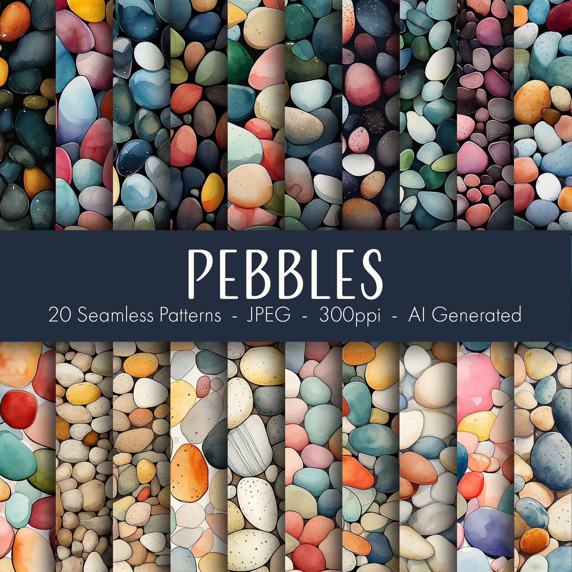 Pebbles Seamless Patterns, Printable Digital Paper, Commercial Use ...
