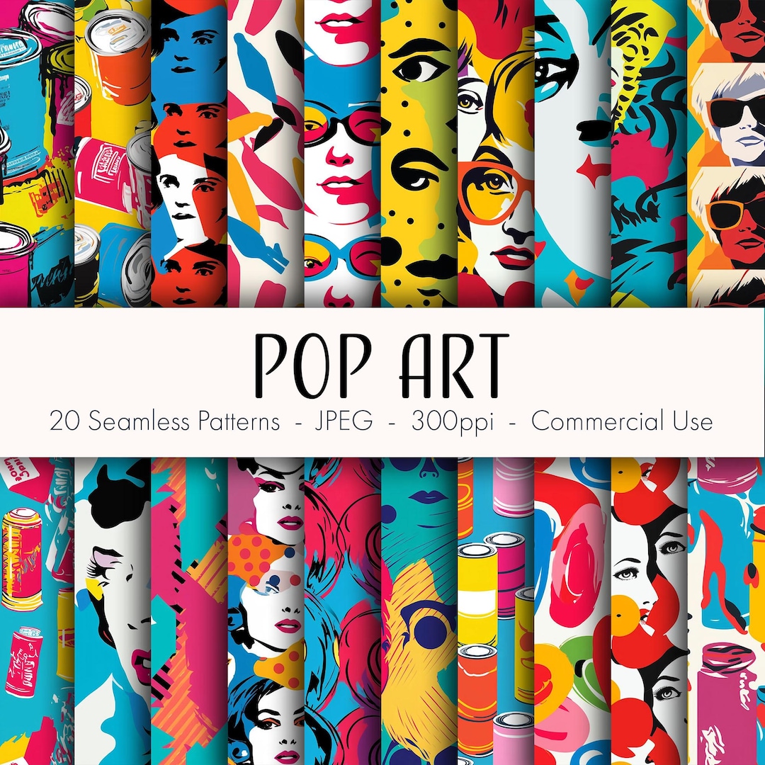 Pop Art Seamless Patterns, Printable Digital Paper, Instant Download ...