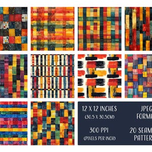 Patchwork Seamless Patterns, Printable Digital Paper, Commercial Use ...