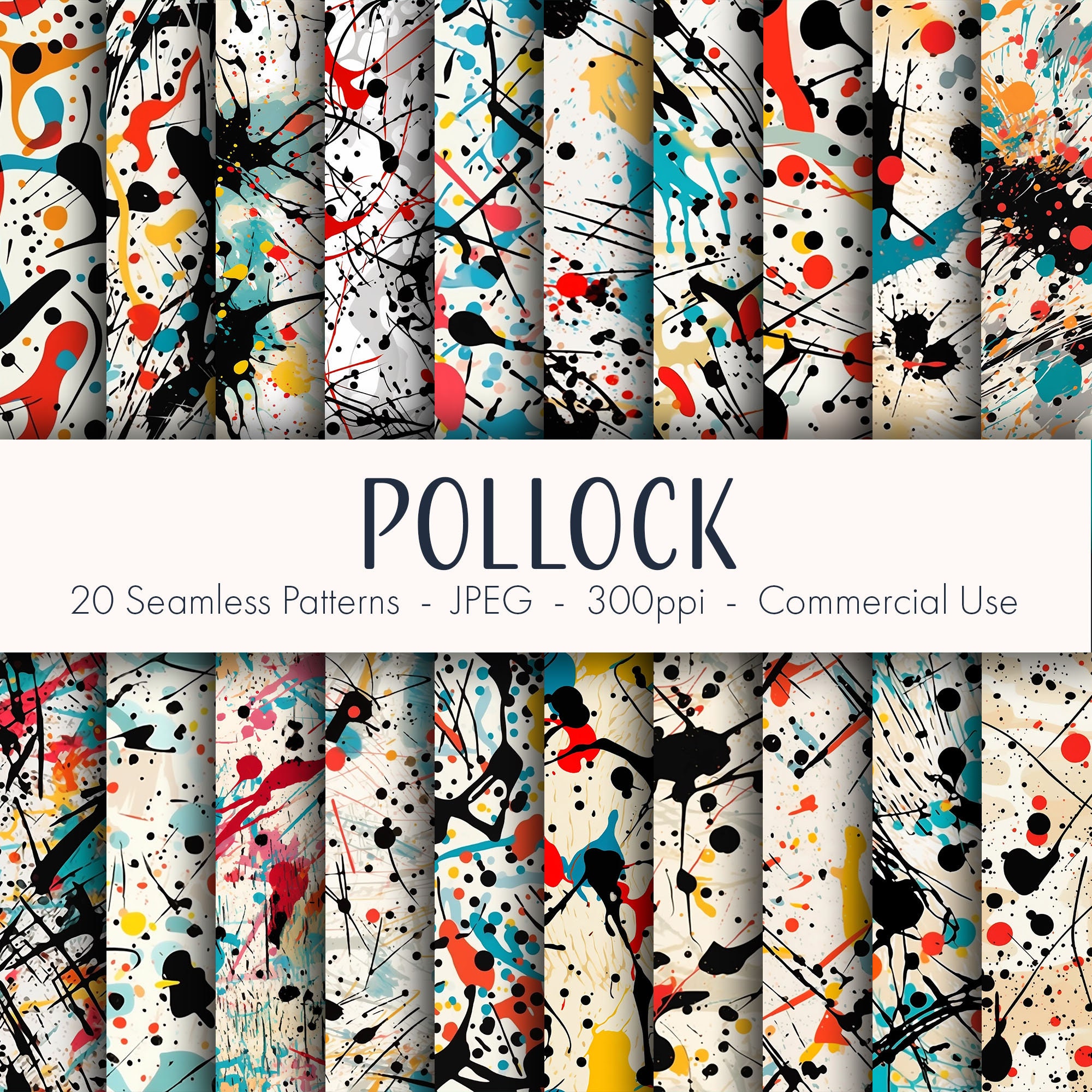 Pollock Seamless Patterns, Printable Digital Paper, Instant Download ...