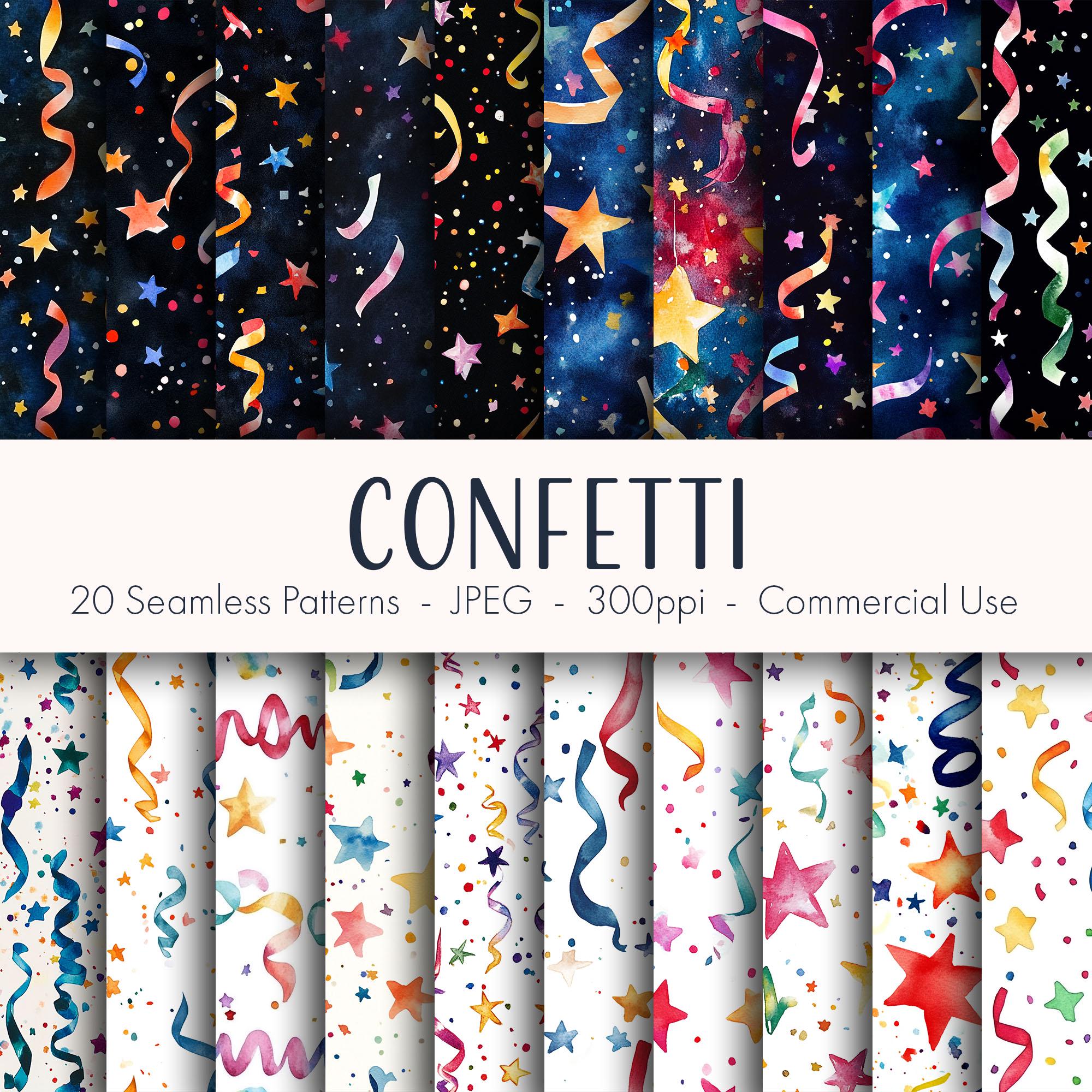 Confetti Seamless Patterns, Printable Digital Paper, Commercial Use ...