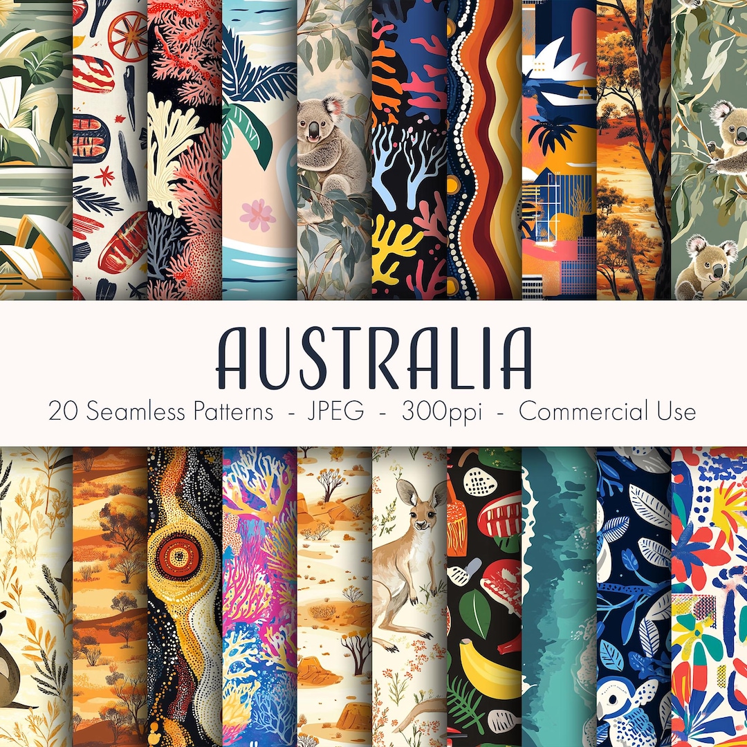 Australia Seamless Patterns, Printable Digital Paper, Commercial Use ...