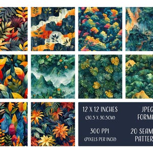 Jungle Seamless Patterns, Printable Digital Paper, Commercial Use, JPEG ...