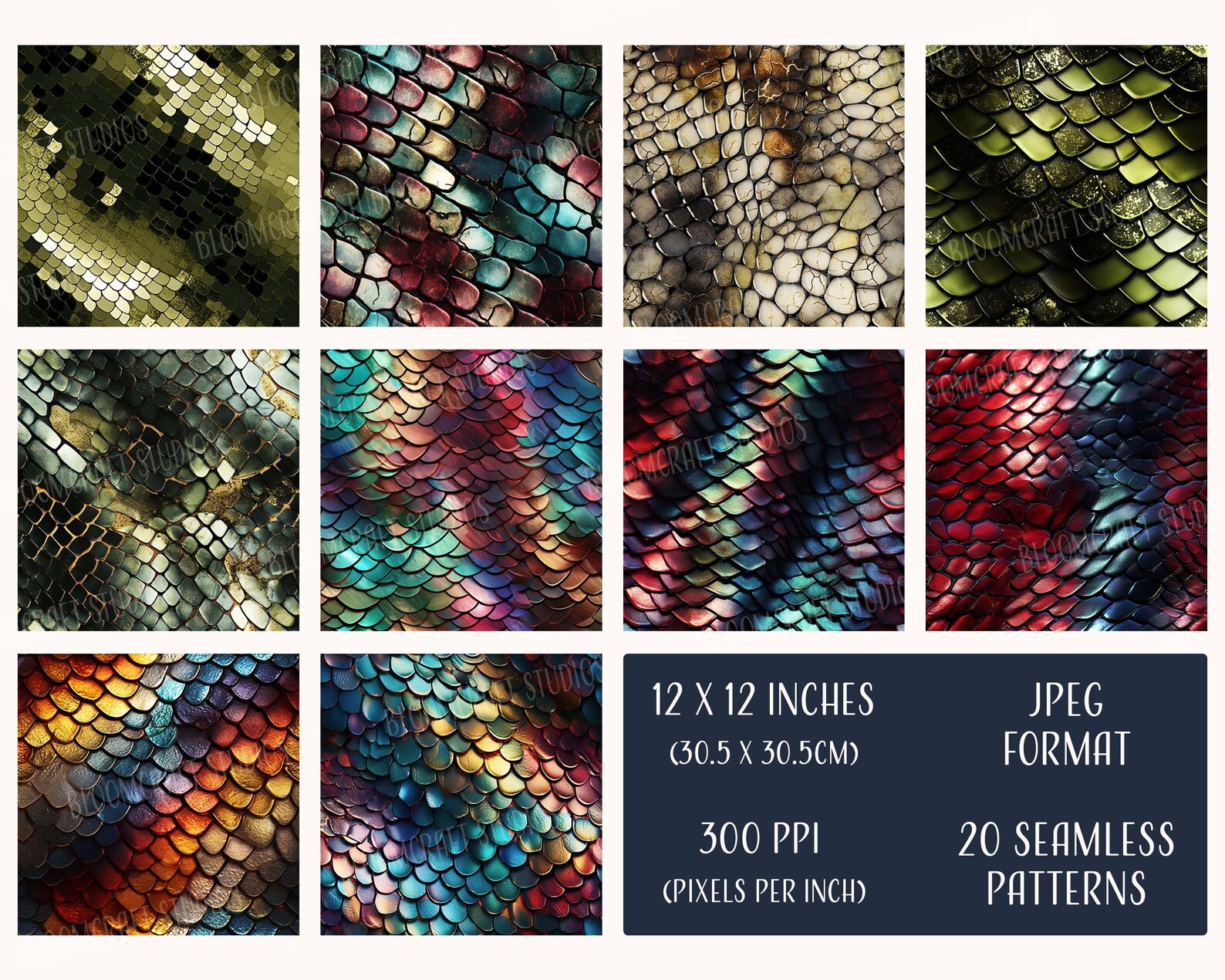 Snakeskin Seamless Patterns, Printable Digital Paper, Instant Download ...