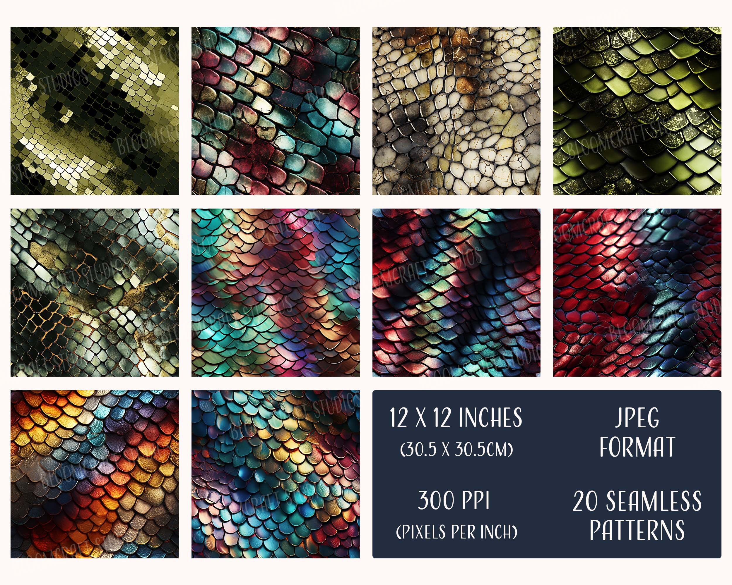 Snakeskin Seamless Patterns, Printable Digital Paper, Instant Download ...