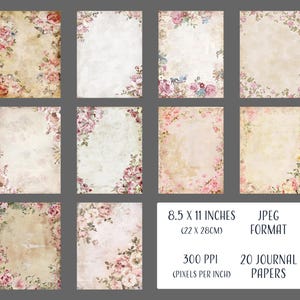 Shabby Pink Journal Paper, Printable Digital Notebook Paper, 8.5x11 ...