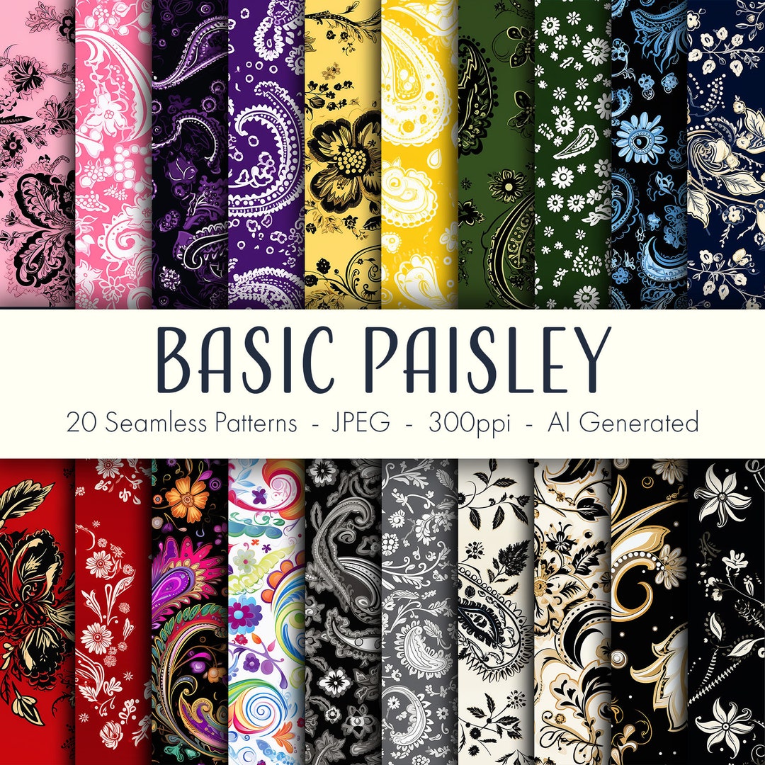 Basic Paisley Seamless Patterns, Printable Digital Paper, Instant ...