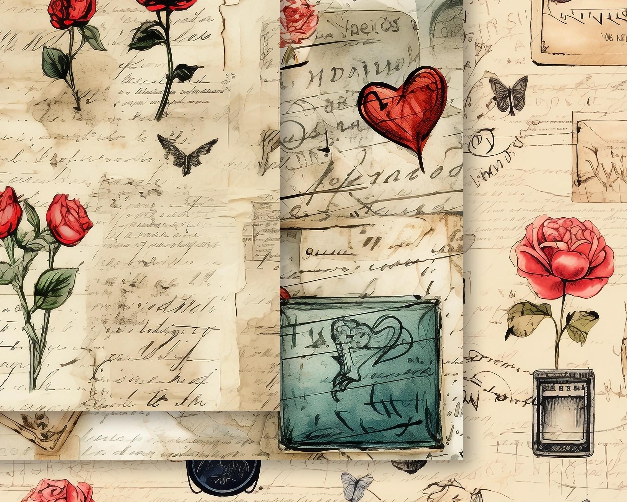 Love Letters Seamless Patterns, Printable Digital Paper, Commercial Use ...