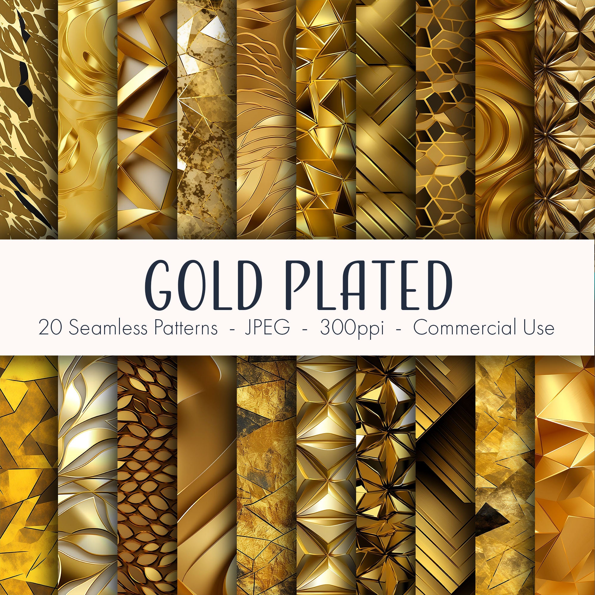Gold Plated Seamless Patterns, Printable Digital Paper, Commercial Use ...