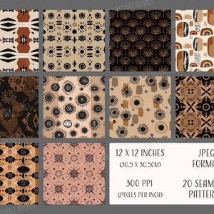 Boho Brown Seamless Patterns, Printable Digital Paper, Commercial Use ...
