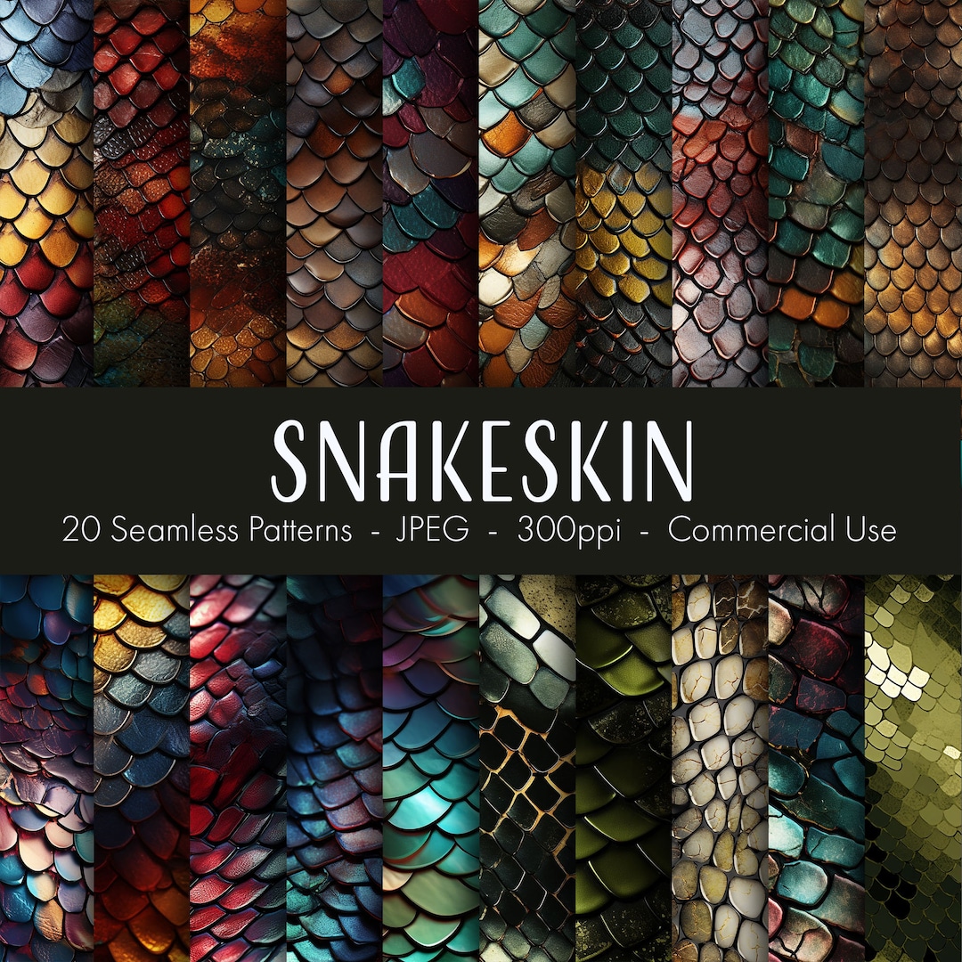 Snakeskin Seamless Patterns, Printable Digital Paper, Instant Download ...