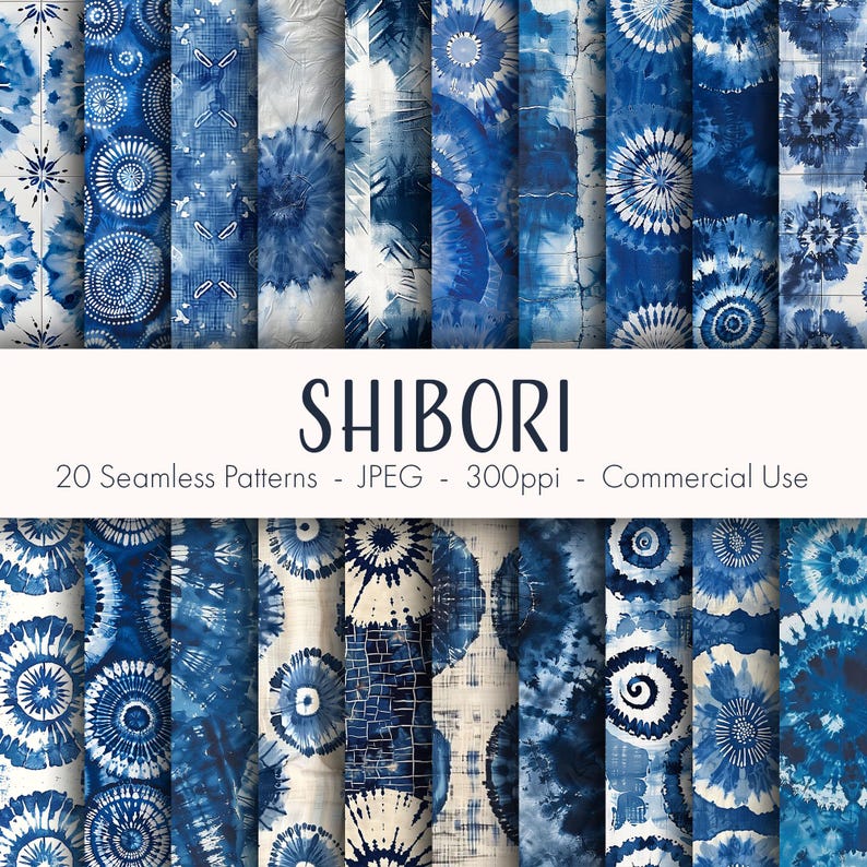 Shibori Seamless Patterns, Printable Digital Paper, Commercial Use ...