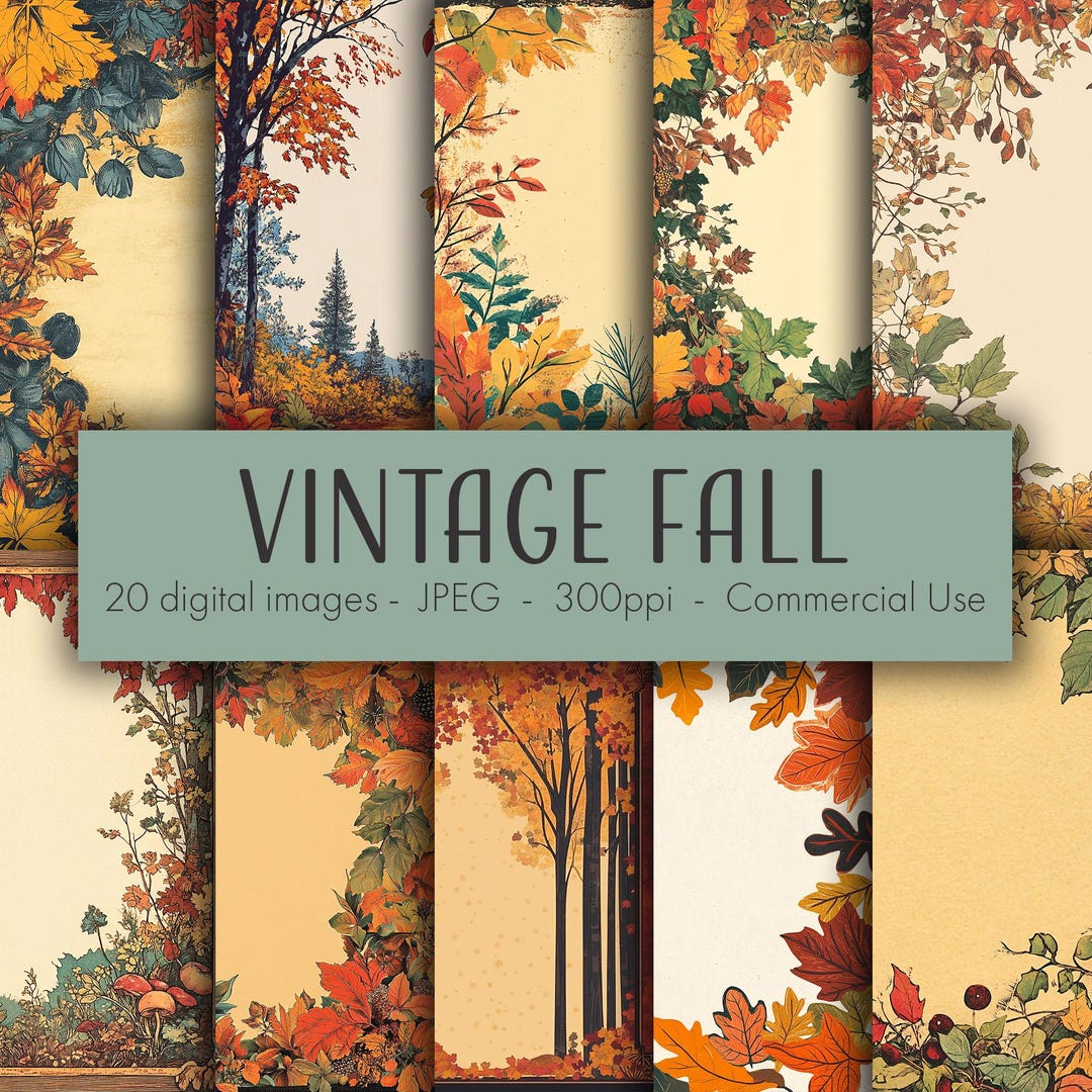 Vintage Fall Digital Images, Printable Digital Paper, Instant Download ...